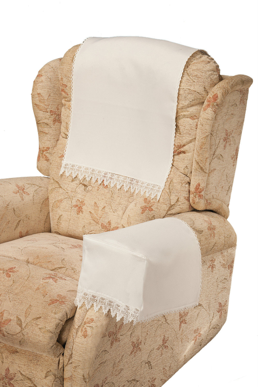 6 arm covers and 5 chair backs or settee back various design